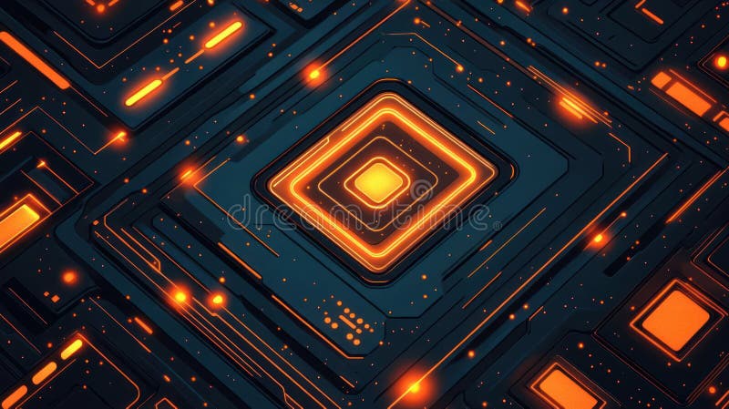 Abstract Digital Design Featuring Glowing Orange and Blue Geometric ...