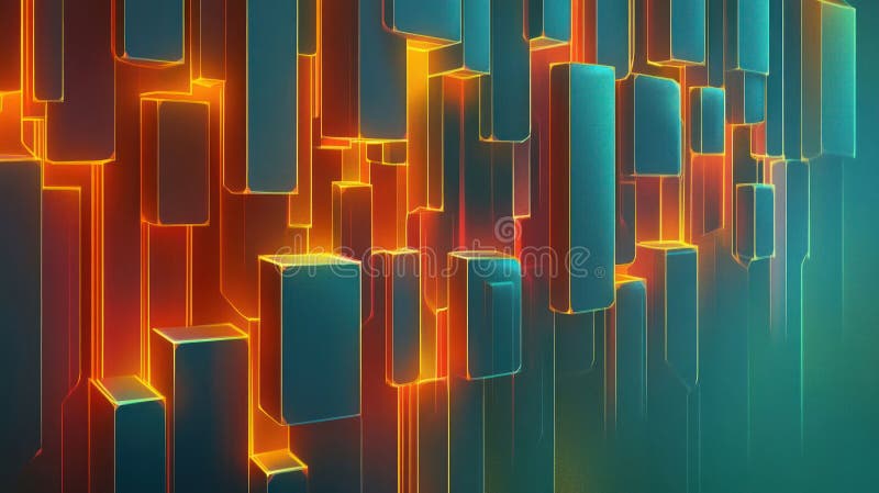 Abstract Digital Design Featuring Glowing Rectangular Shapes and Lines ...
