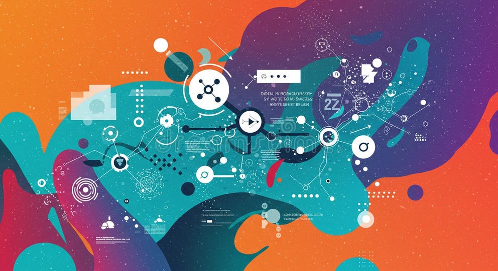 Abstract Digital Design Featuring Interconnected Geometric Shapes, Tech ...