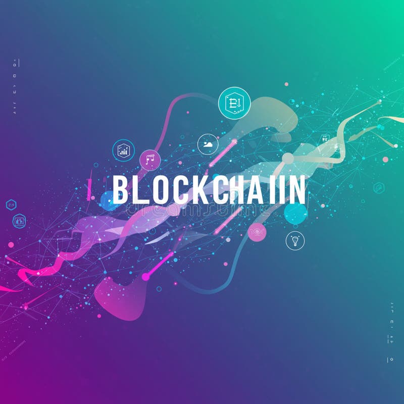 Abstract Digital Design Featuring the Word "BLOCKCHAIN" Prominently in ...