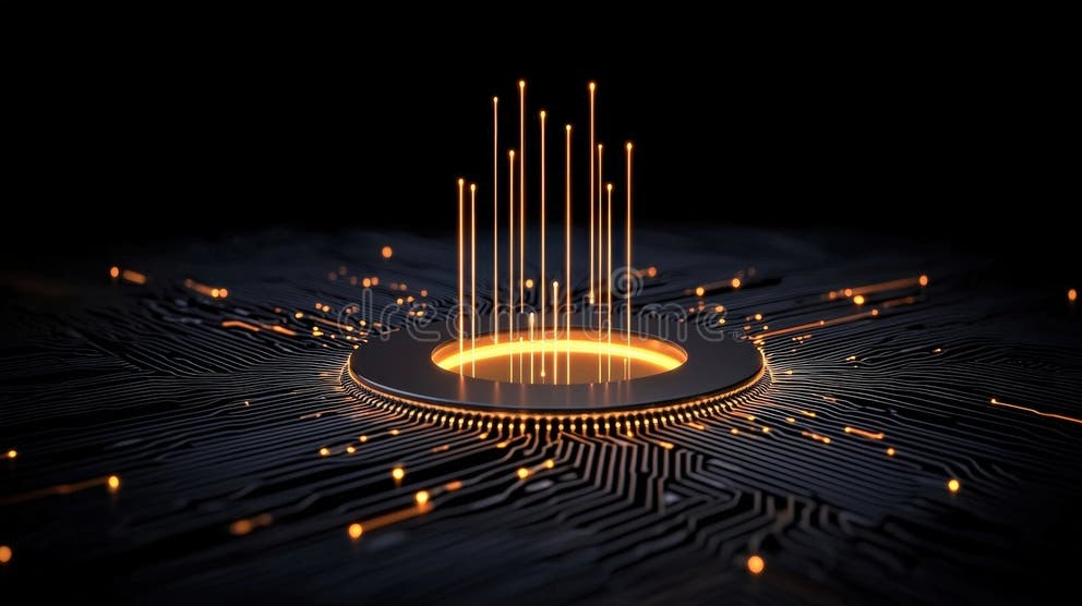 Abstract Digital Design with Light Rays Emanating from Circular Core on ...