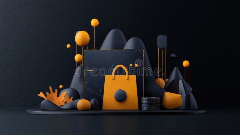 Abstract Digital Design with Lock and Shapes Stock Illustration ...