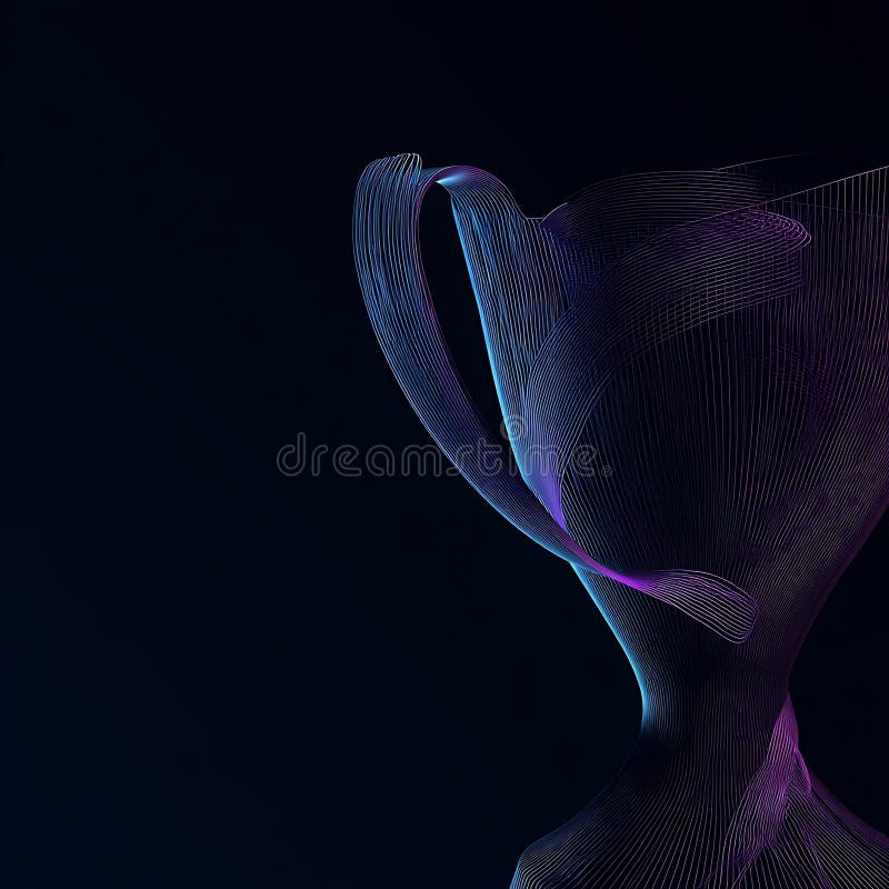 An Abstract Digital Design of a Trophy Shape Made from Fine, Flowing ...