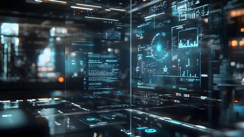 Abstract Digital Display Interface with Graphic Overlays Stock ...