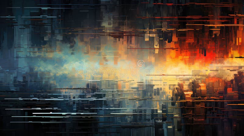 Abstract Digital Distortion Storm Stock Illustration - Illustration of ...