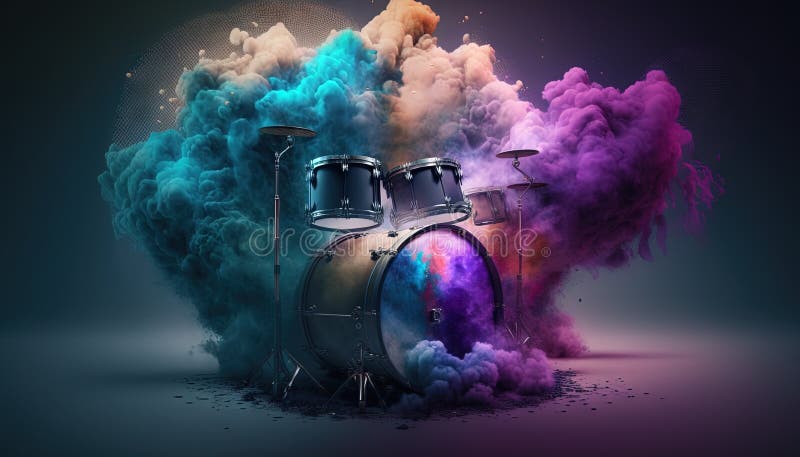 Abstract Digital Drum Kit with Colors Generative AI Stock Illustration ...