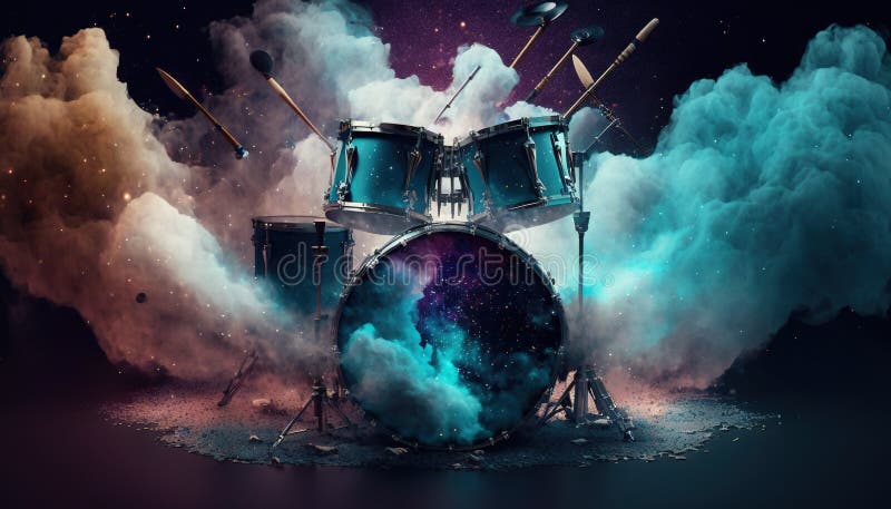 Abstract Digital Drum Kit with Colors Generative AI Stock Illustration ...