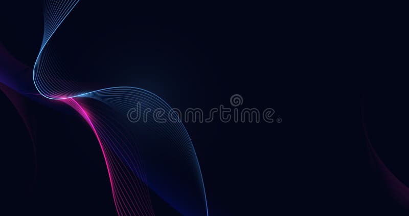 Abstract Digital Dynamic Violet and Blue Wave on Dark Background ...