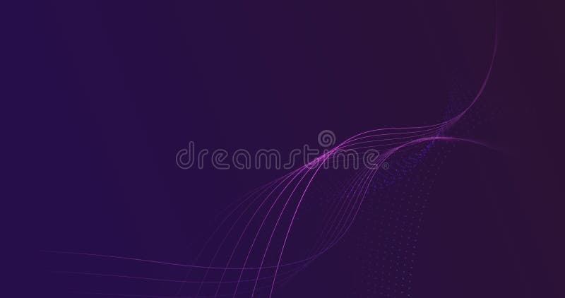 Abstract Digital Dynamic Violet and Blue Wave on Dark Background ...
