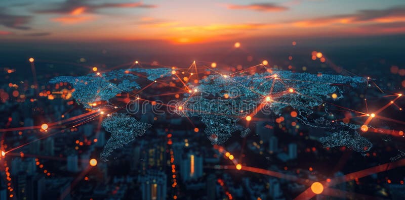 Abstract Digital Earth with Global Network and Connection. Generate AI ...