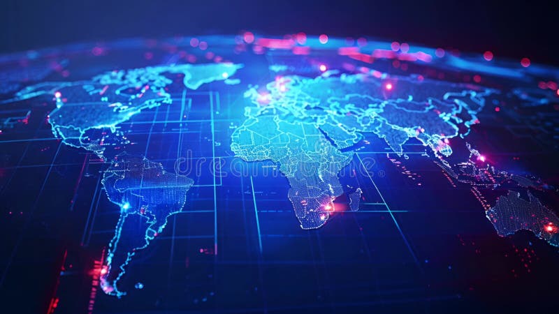 Abstract Digital Earth Map for Global Communication Concept. Stock ...