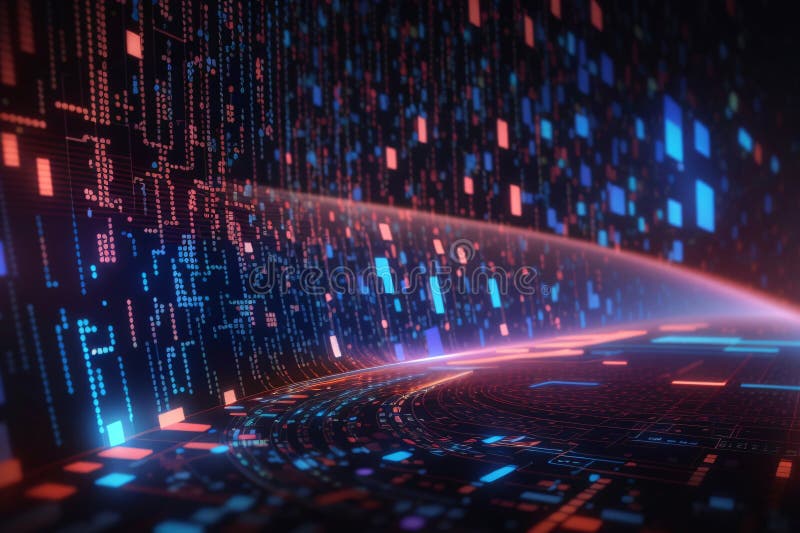 Unleashed AI Algorithms and the Concept of Blue Digital Cyberspace with Network Connections ...