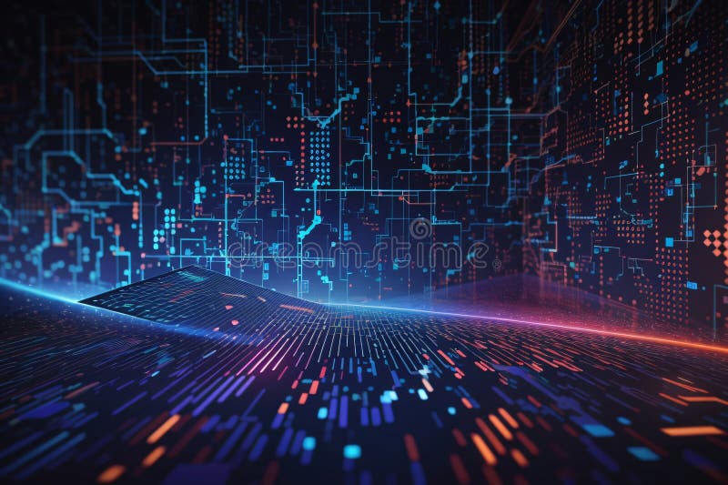 Unleashed Ai Algorithms And The Concept Of Blue Digital Cyberspace With Network Connections