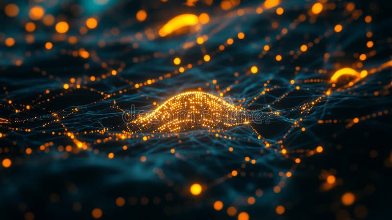 Abstract Digital Ecosystem with Bright Points and Flowing Lines Stock ...