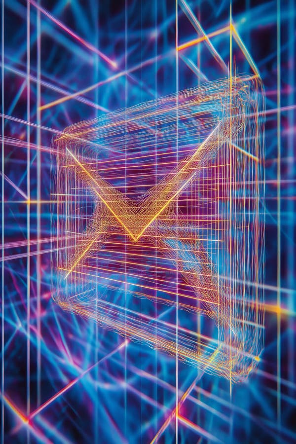 Abstract Digital Email Icon in Vibrant Neon Colors with Geometric ...