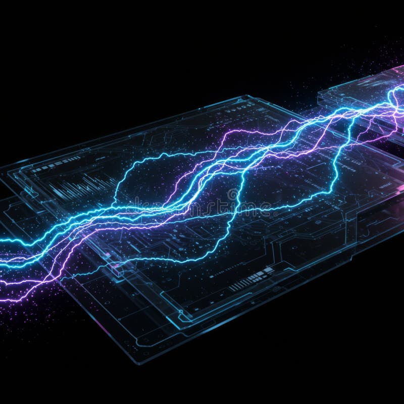 Abstract Digital Energy Flow with Glowing Lines Stock Illustration ...
