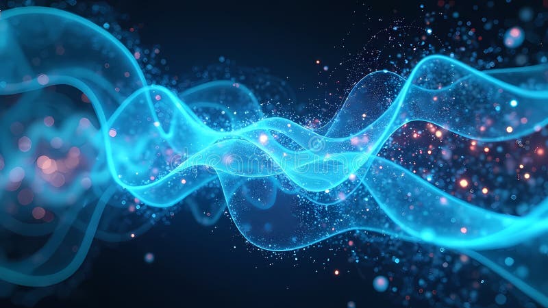 Abstract Digital Energy Flow with Neon Rings and Particles Stock Image ...