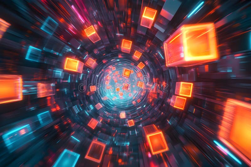 Abstract Digital Energy Tunnel Representing Fast Data Transfer through ...