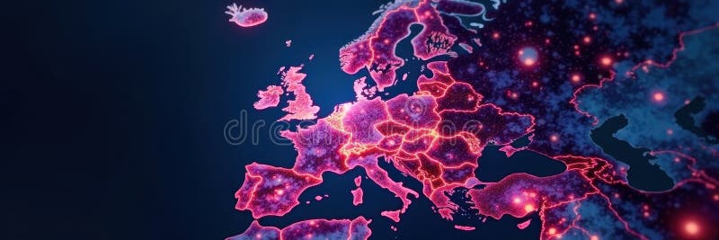Abstract Digital Europe Map with Cloud Network Connectivity Satellite ...