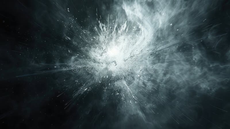 Abstract Digital Explosion with Debris and Particle on a Dark ...