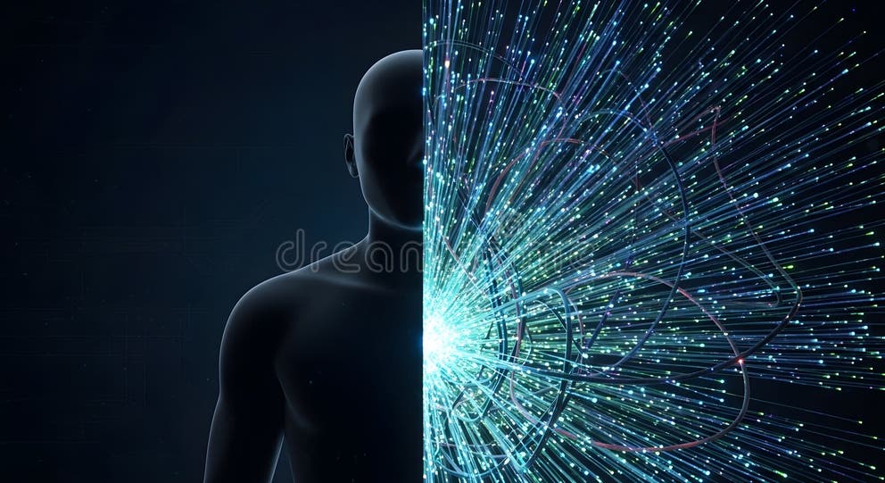 Abstract Digital Explosion of Light Particles Emanates from a Stylized ...