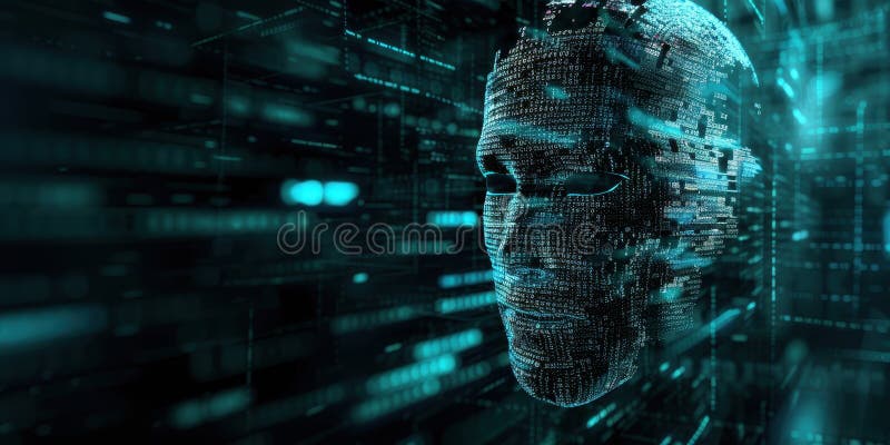 Abstract Digital Face Composed of Binary Code Stock Illustration - Illustration of binary ...