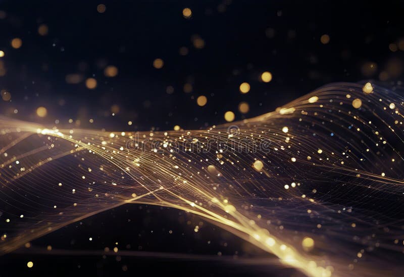 Abstract Digital Fiber Optic Lines Moving Dots Background Dots and ...