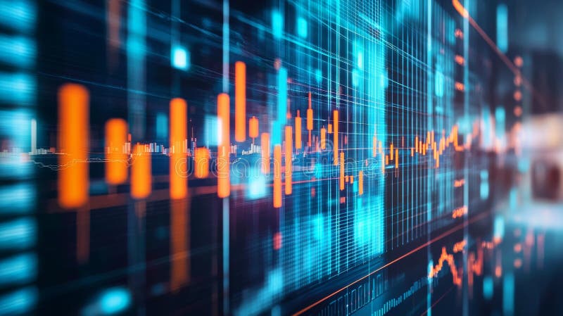 Abstract Digital Financial Chart with Glowing Orange Bars Stock Photo ...