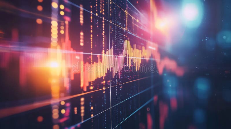 Digital Financial Chart in Vibrant Colors with Glowing Light Effects ...