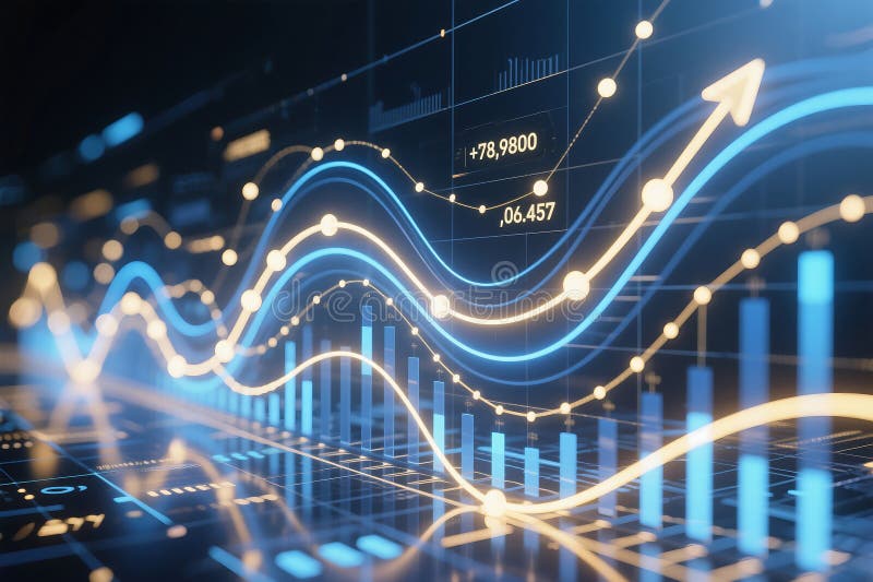 Abstract Digital Financial Graph Showing Business Growth and Market ...