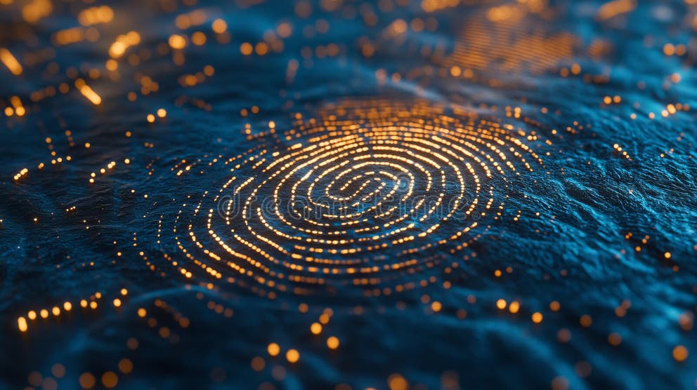 Abstract, Digital Fingerprint of Light Dots Concept of Biometric ...