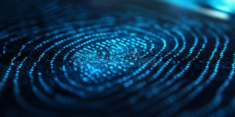 Abstract Digital Fingerprint in Vibrant Blue Light and Texture Stock ...