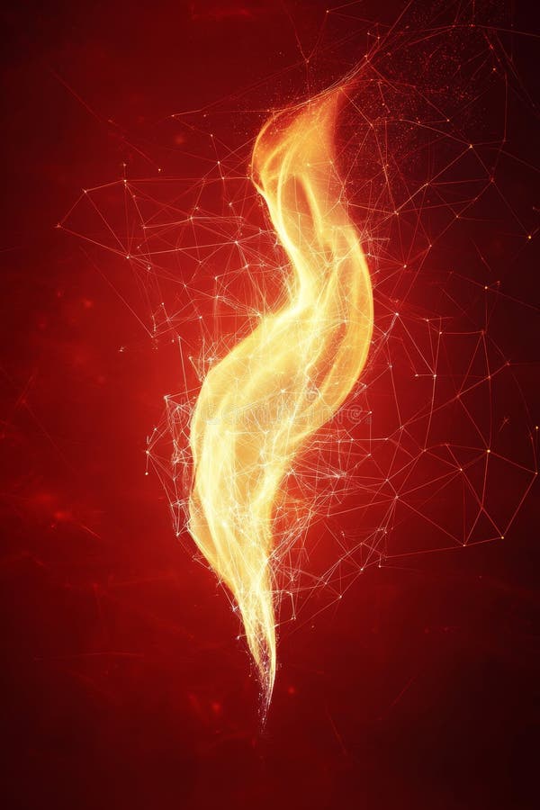 Abstract Digital Flame on Red Background Energy, Power, and Technology ...