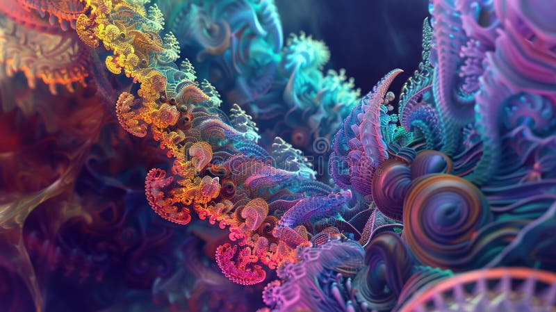 Abstract Digital Floral Design with Vibrant Colors Stock Illustration ...