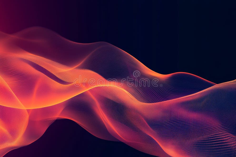 Abstract Digital Flow Background with Waves for Data Transformation and ...