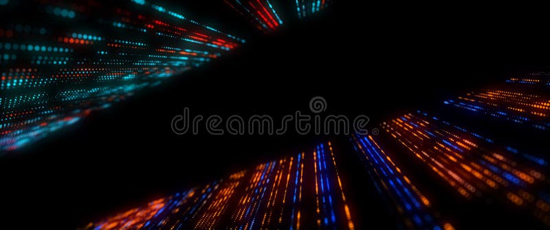 Abstract Digital Flow Particles Cyber Network Connection Background Big Data Visualization
