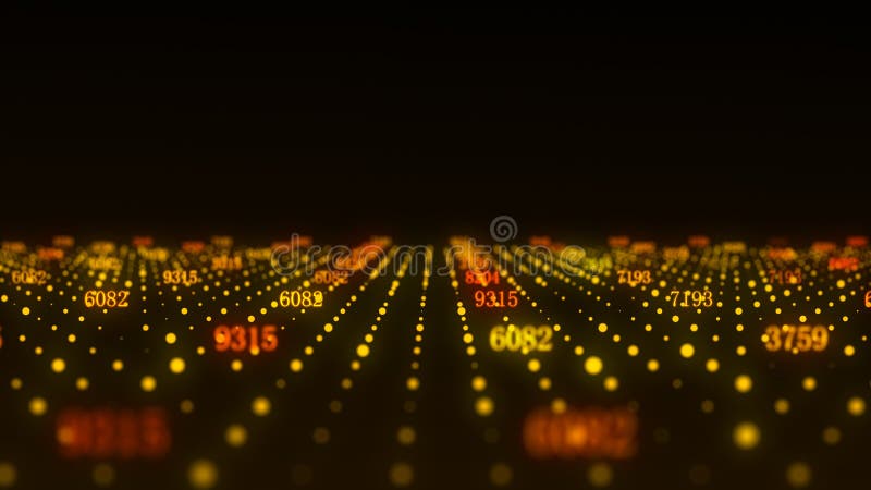 Abstract Digital Flow Particles with Digital Indicators. Cyber Network ...