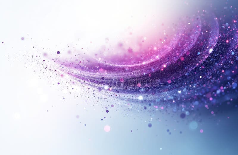Abstract Digital Flow of Purple and Blue Particles Spreads Out on White ...