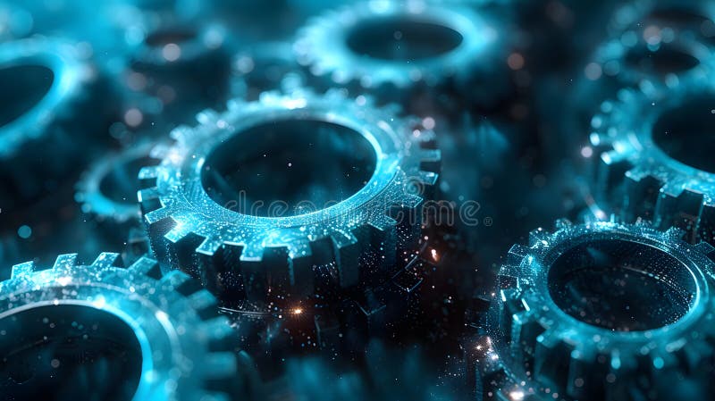 Digital Harmony: Interlocking Gears in Motion Stock Illustration ...