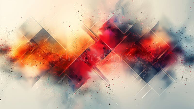 Abstract Digital Geometric Art with Vibrant Colors, Blending Shapes ...