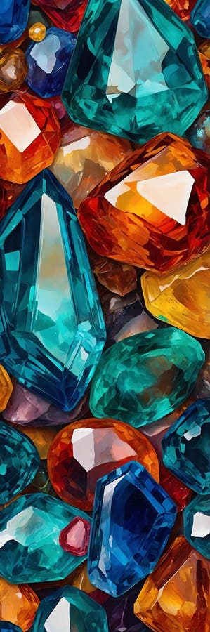 Abstract Digital Glass Painting Gemstone Theme for Bac Ai Generated Stock Illustration ...