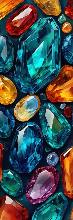 Abstract Digital Glass Painting Gemstone Theme for Bac Ai Generated Stock Illustration ...