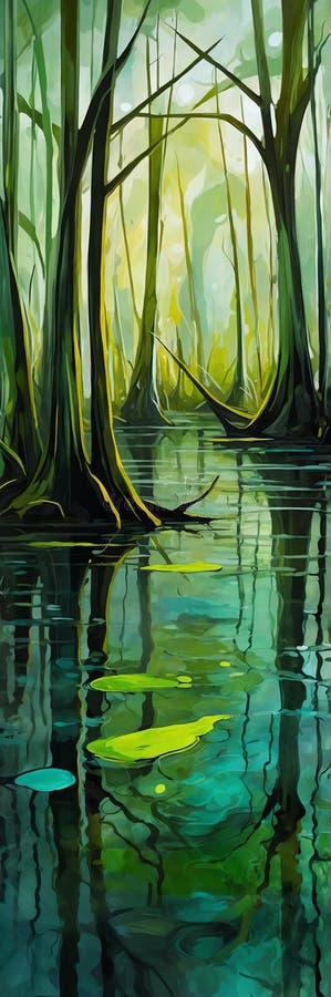 Abstract Digital Glass Painting Swamp Theme for Backgr Ai Generated ...