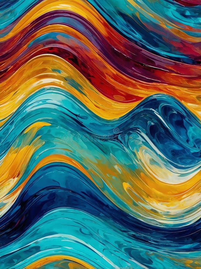Abstract Digital Glass Painting Wave Theme for Backgro Ai Generated ...