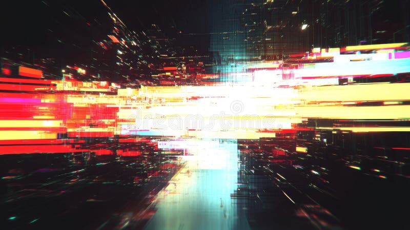 Abstract Digital Glitch Art Background with Bright Colors Stock ...