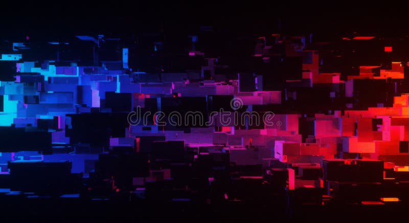 Abstract Digital Glitch Art Background with Red Blue and Purple Neon ...