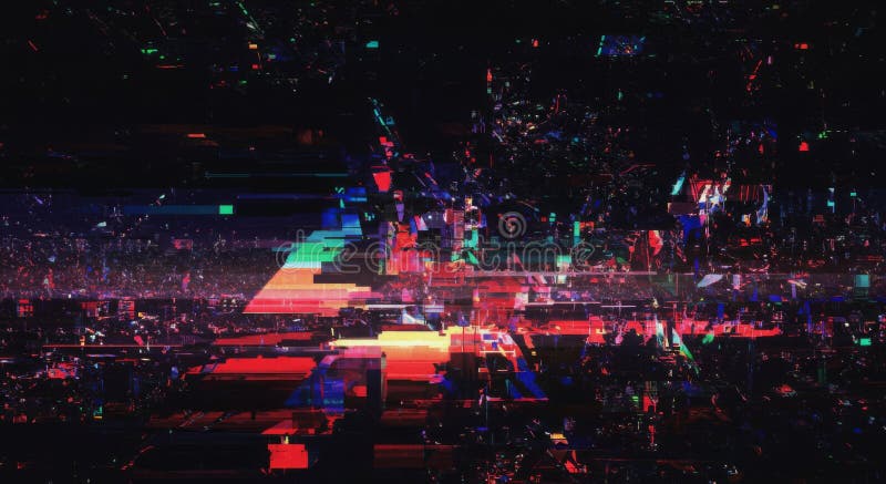 Abstract Digital Glitch Art Background with Red, Green, Blue and Purple ...