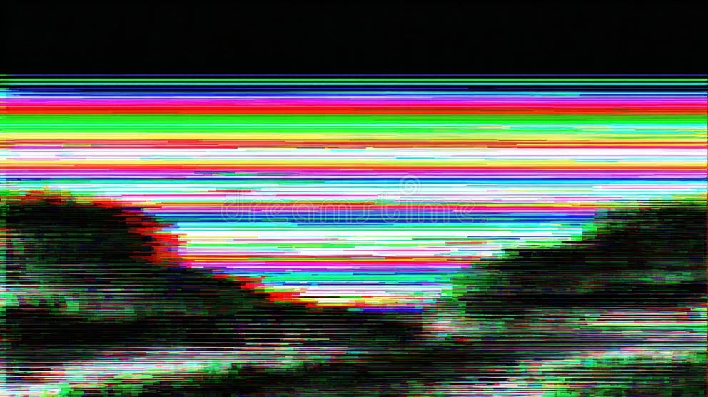 Abstract Digital Glitch Art with Horizontal Colorful Lines and ...