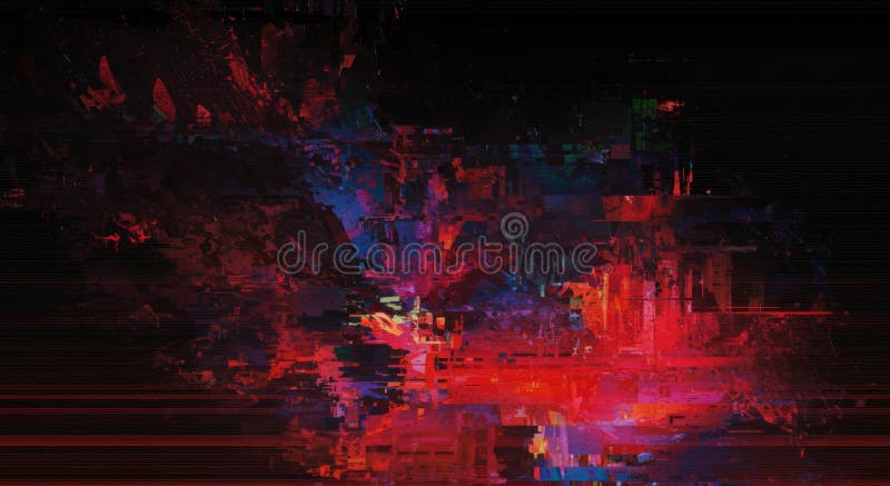Abstract Digital Glitch Art with Red and Blue Hues Stock Illustration ...