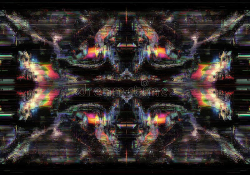 Abstract Digital Glitch Art with Symmetrical Patterns Stock ...